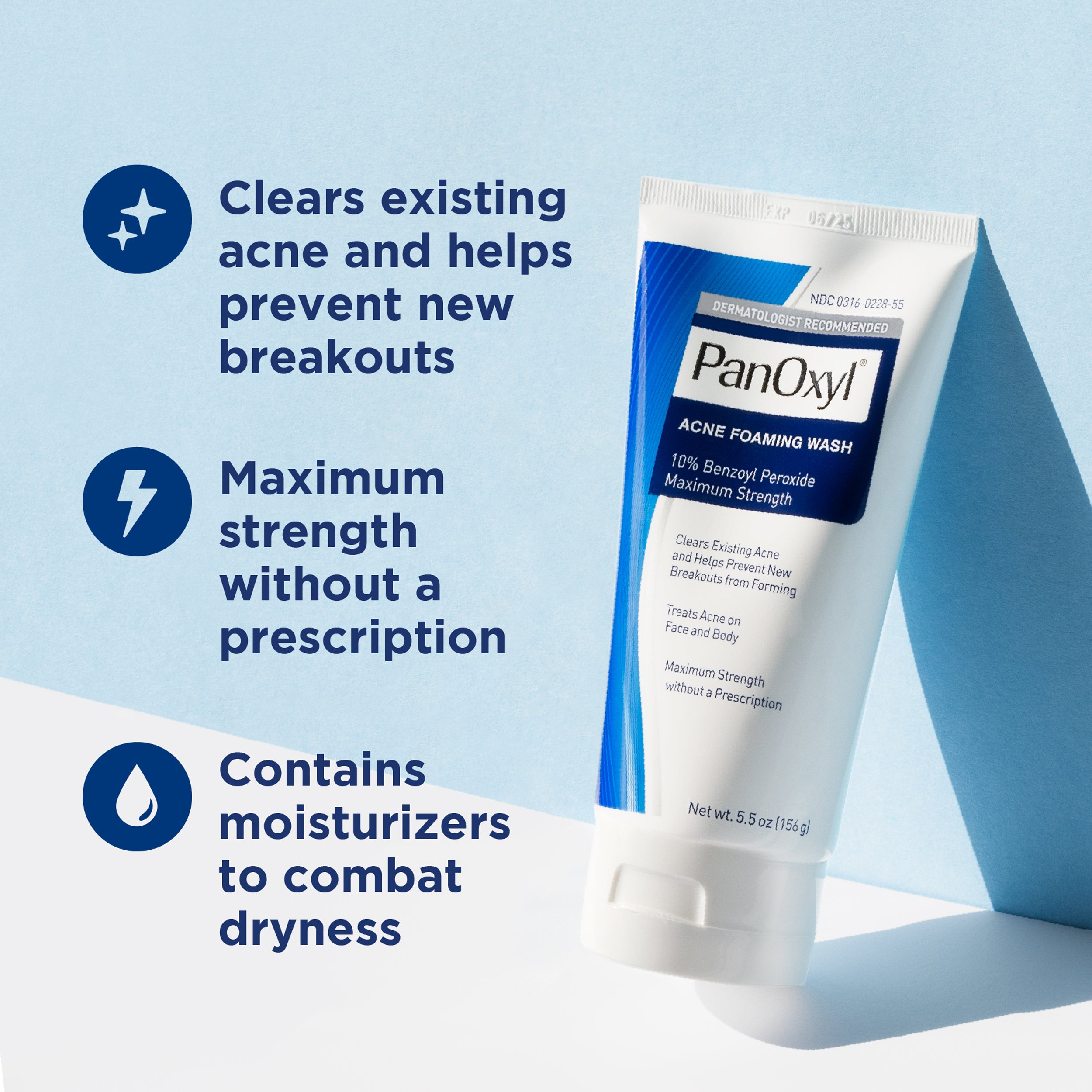 PanOxyl - Acne Foaming Wash - 10% Benzoyl Peroxide - Maximum Strength ...